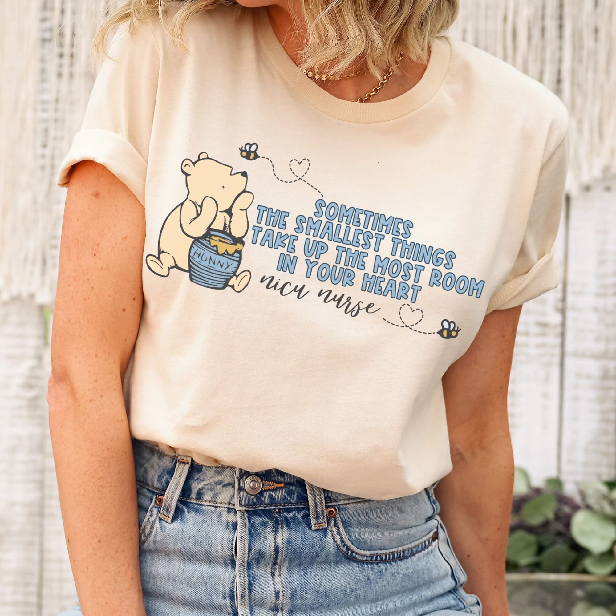 Winnie the Pooh NICU Nurse Shirt, Vintage Bear Neonatal Nurse Tee, Baby ...