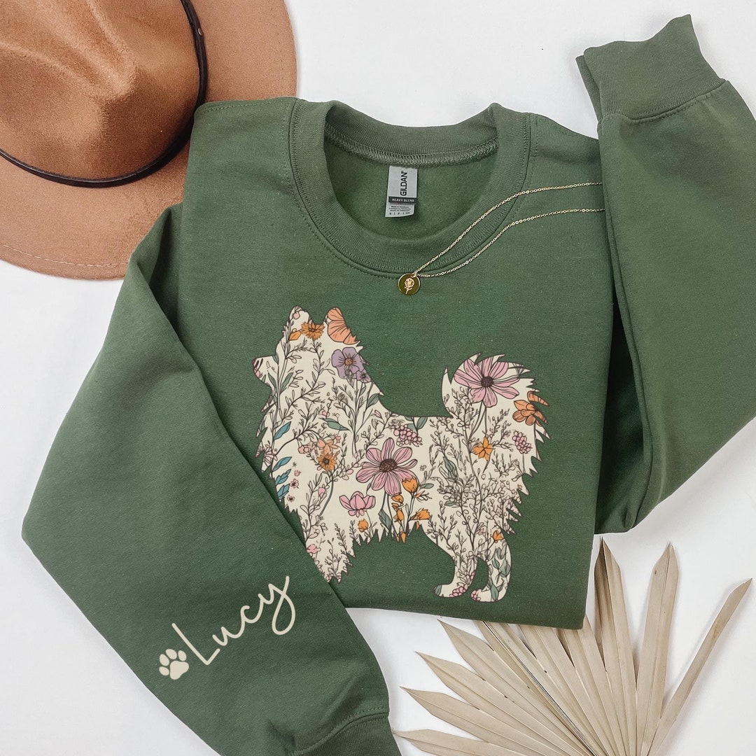 Custom Pomeranian Sweatshirt, Wildflowers Pomeranian Mama Crewneck ...