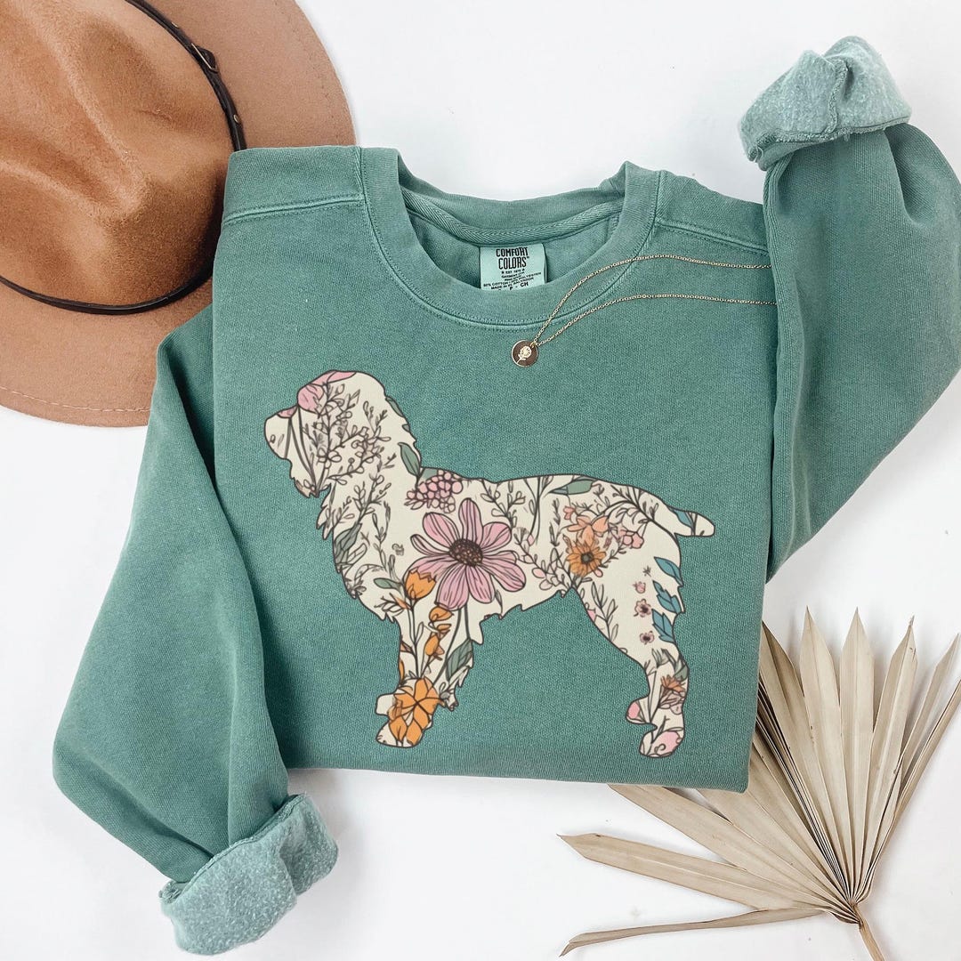 Boykin Spaniel Sweatshirt, Comfort Colors Floral Dog Lover Crewneck ...