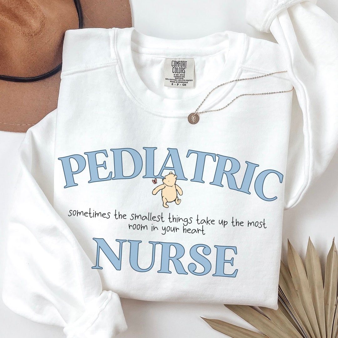 Comfort Colors® Winnie the Pooh Pediatric Nurse Sweatshirt, Pooh Bear ...