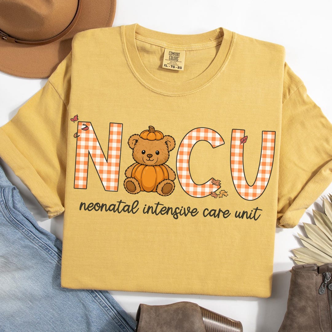 Comfort Colors NICU Fall Bear Shirt: Neonatal Nurse Thanksgiving T ...