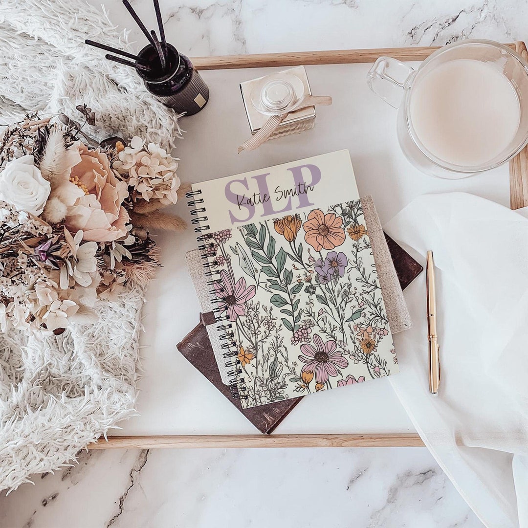 Custom SLP Notebook, Wildflowers Speech Language Pathologist Gift, SLP ...