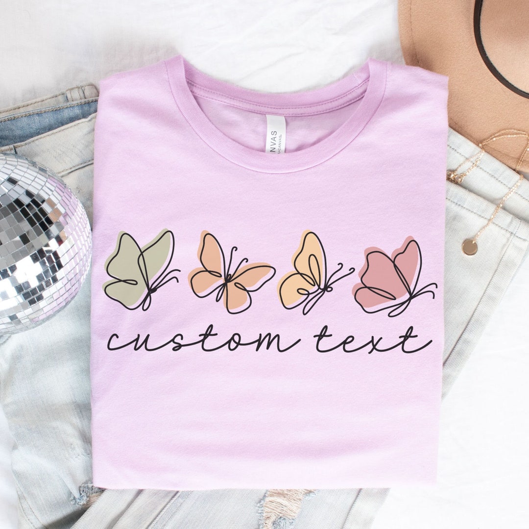 Butterflies Custom Text Tshirt, Butterfly Customizable Tshirt, Women ...