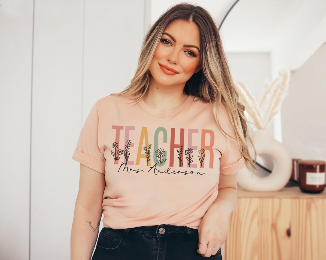 Custom Teacher Shirt Customized Teacher Name Tshirt - Etsy