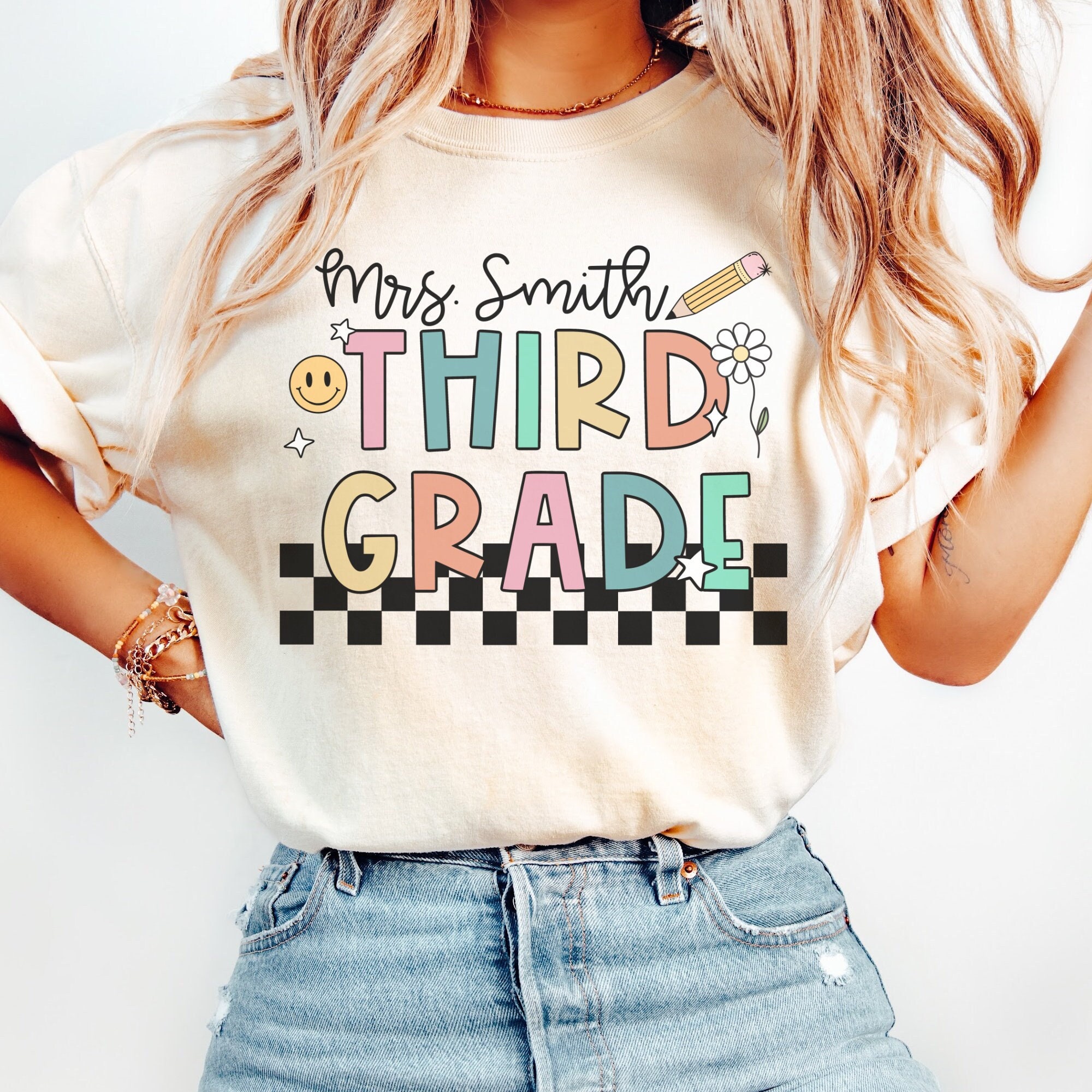 Comfort Colors® Custom Third Grade Teacher Shirt, Personalized 3rd ...