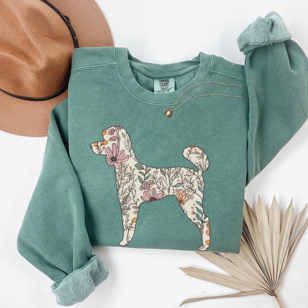 Comfort Colors® Standard Poodle Sweatshirt, Wildflowers Poodle Dog ...