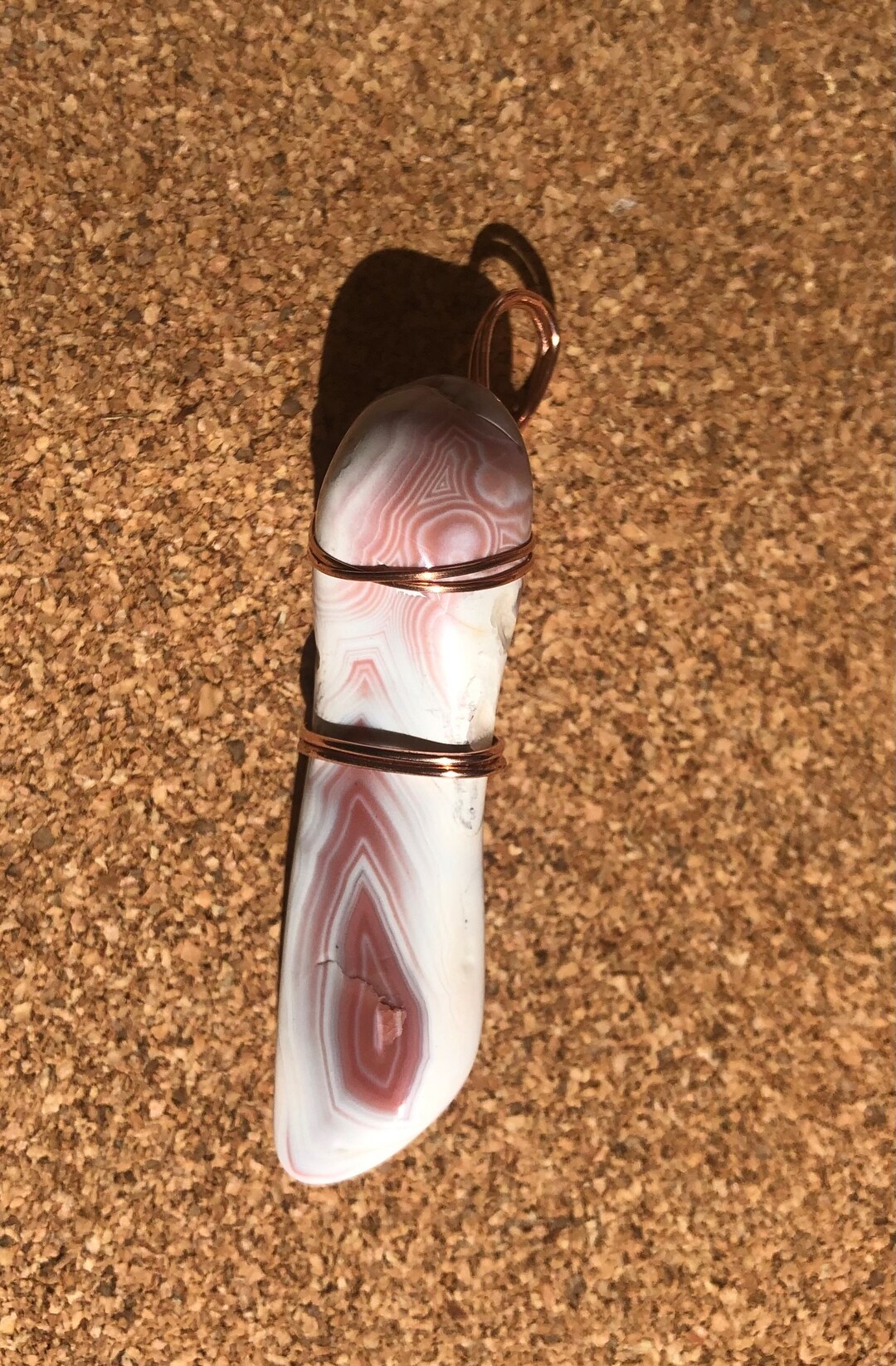 Copper Wire Pink Agate Pendant - Etsy Australia