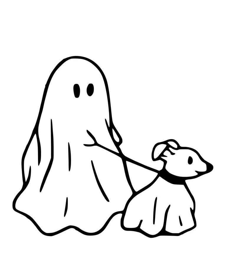 Ghost Walking a Ghost Dog SVG - Etsy