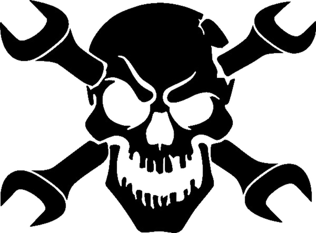 Skull With Cross Wrenches PNG - Etsy