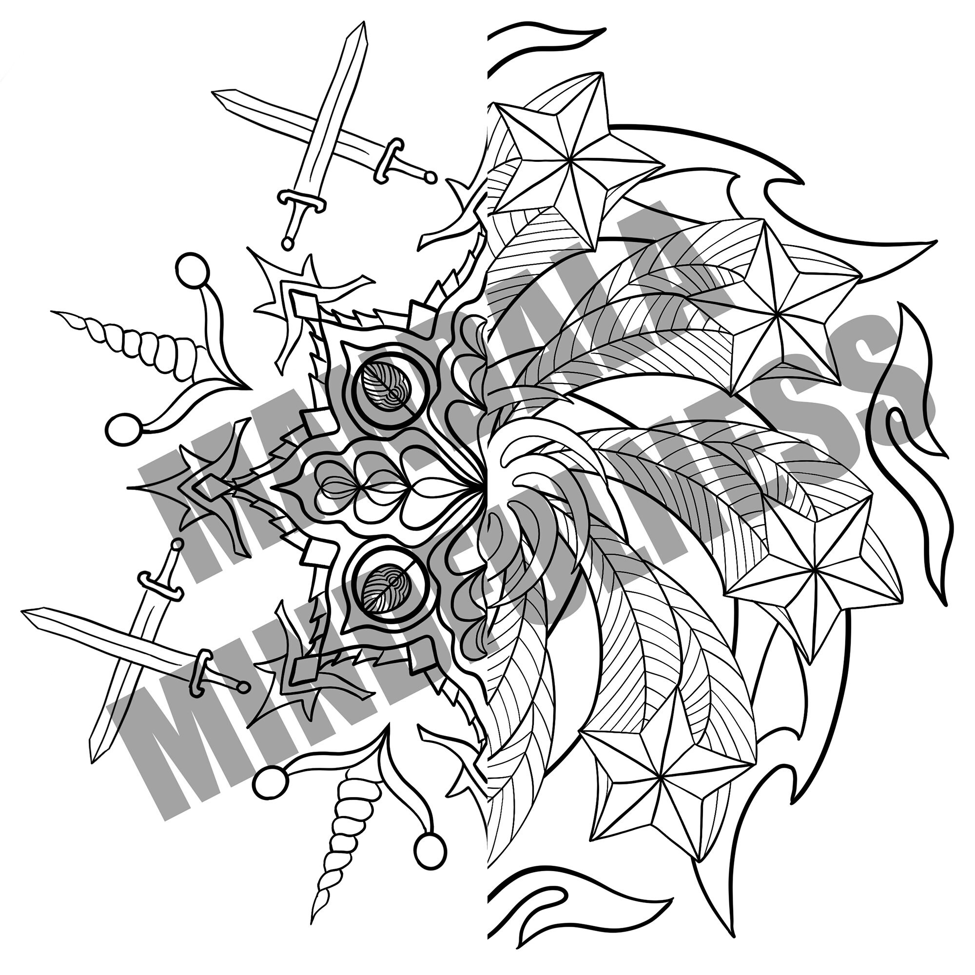 Digital Mandala Colouring-in Line Art Colouring Book - Etsy