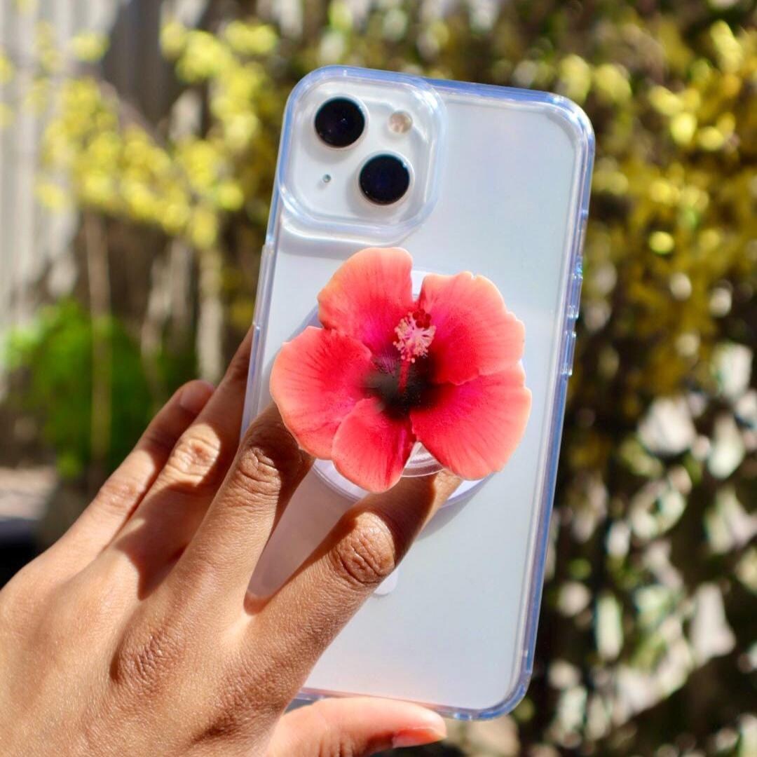 Hibiscus Flower Phone Grip | Cute Flower Phone Holder | Handmade ...