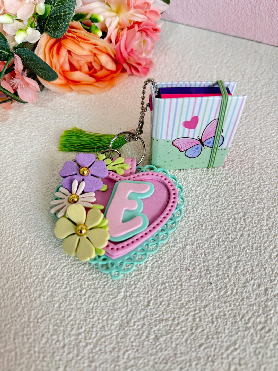 Personalized Keychain With Initial in Eva Foam and Handmade Mini Sticky ...