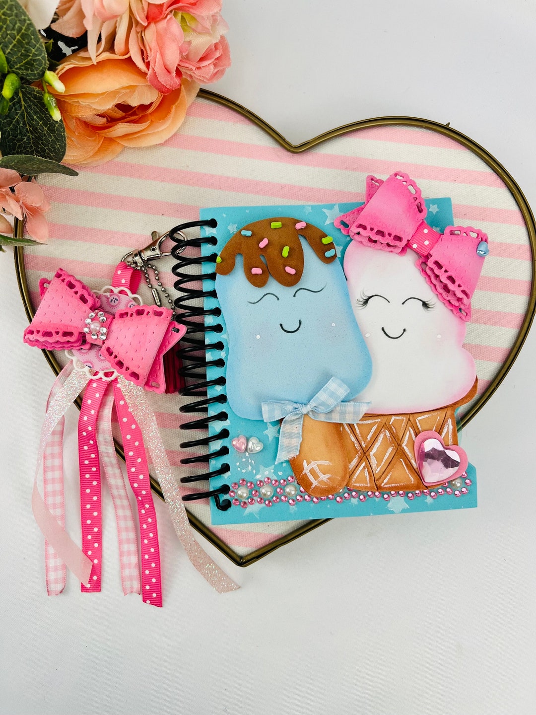 Mini Kawaii Ice Cream Notebook With Keychain Handmade for Notebook ...
