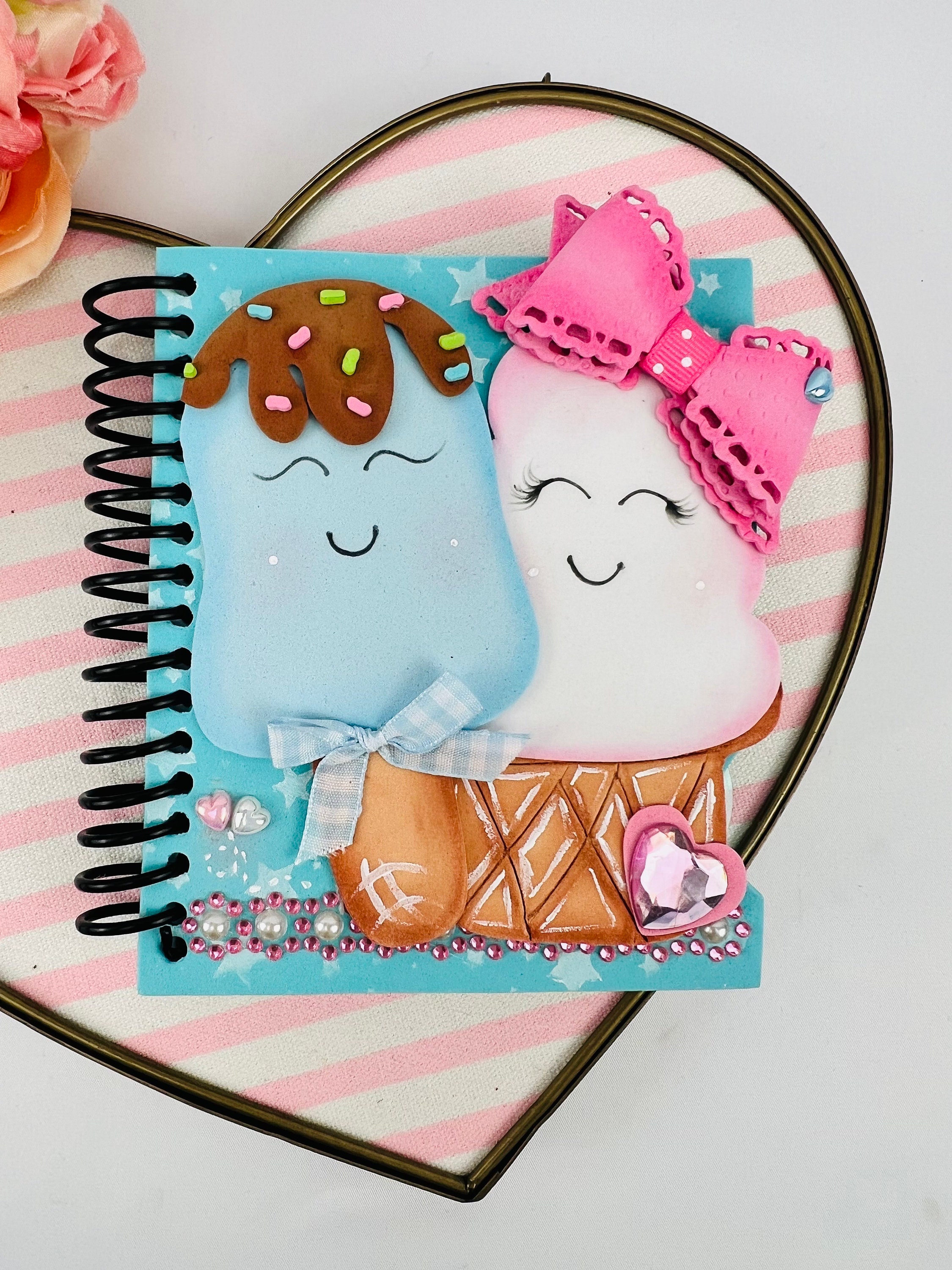 Mini Kawaii Ice Cream Notebook With Keychain Handmade for Notebook ...