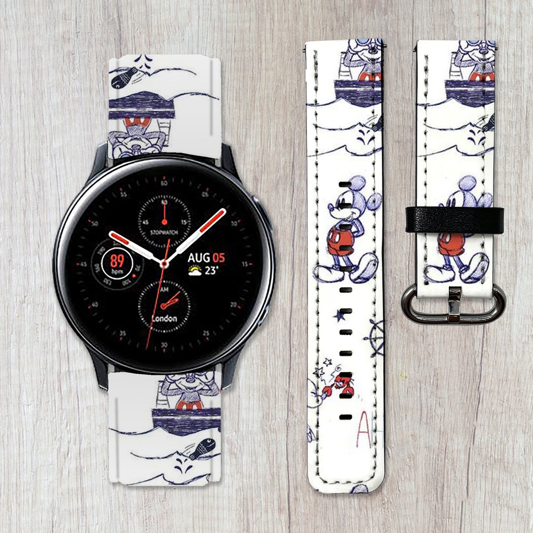 Galaxy Watch 3 4 5 6 7 Pro Mickey Mouse Active 2 40 42 44 45 46 PU ...