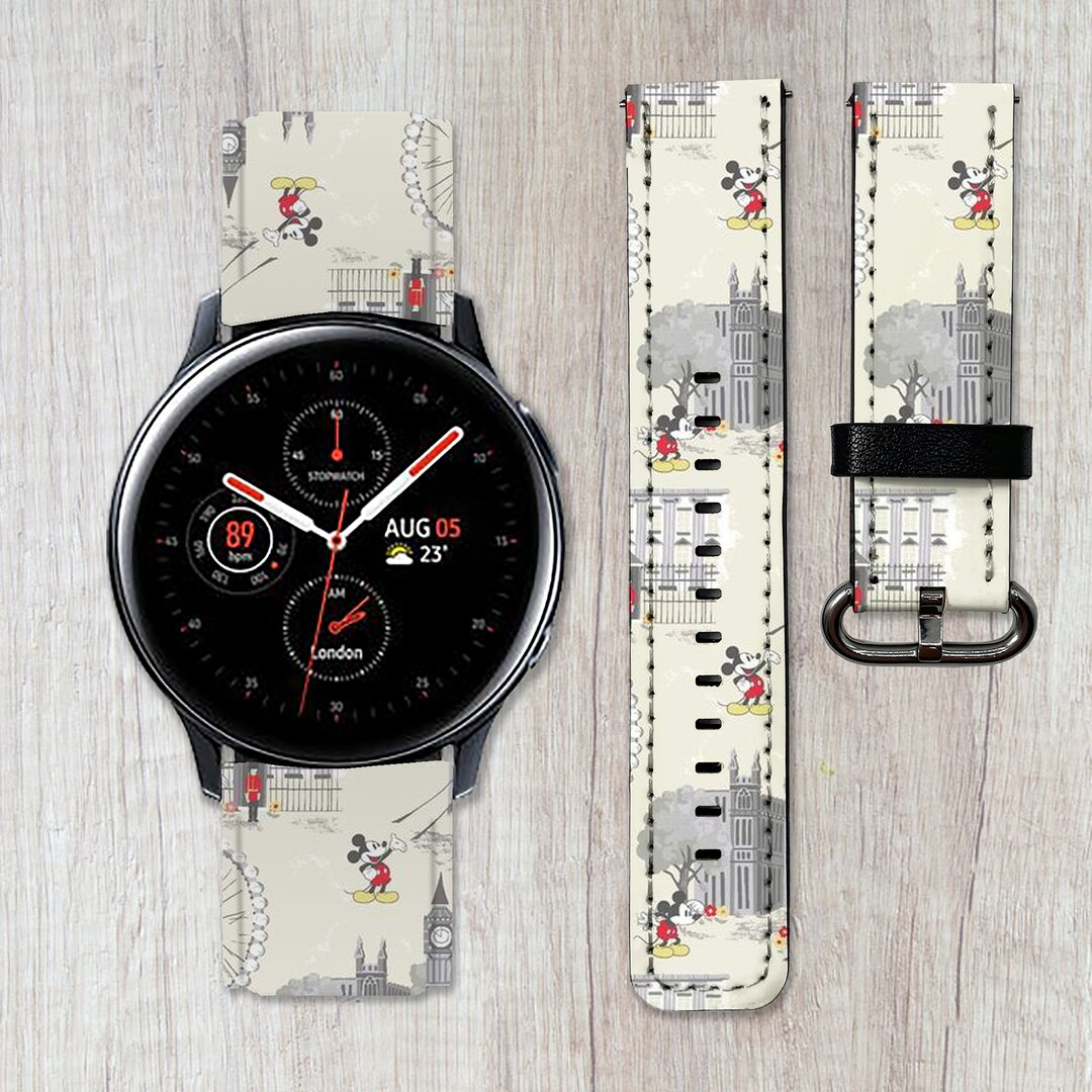 Galaxy Watch 3 4 5 6 Pro Mickey Mouse Active 2 40 42 44 45 46 PU ...