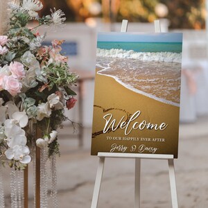 Personalized Beach Wedding Welcome Sign, Wedding Poster, Beach Theme ...