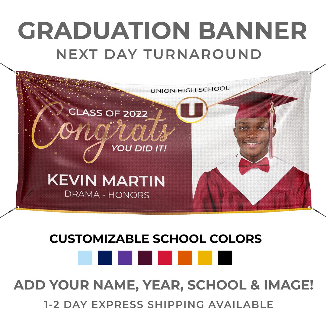 Graduation Banner, Custom Graduation Sign, Party Decorations, Class of ...