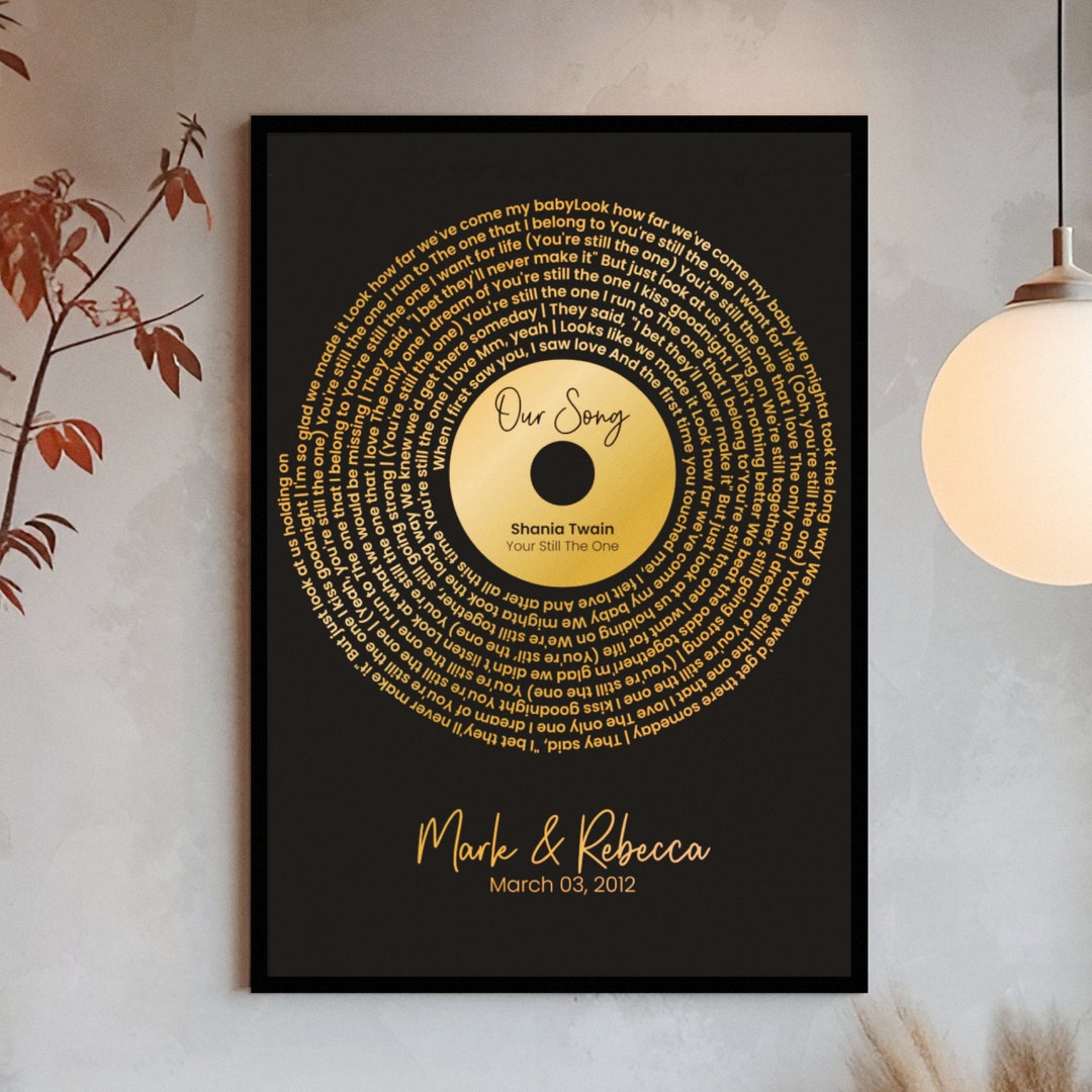 Personalized Song Lyrics Art Print, Your Favorite Song Lyric in Record ...