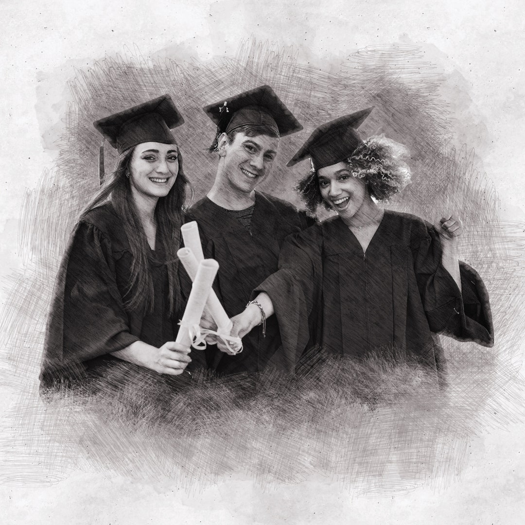Gift for Grad, Class of 2024 Graduation Sketch From Photo Portrait ...