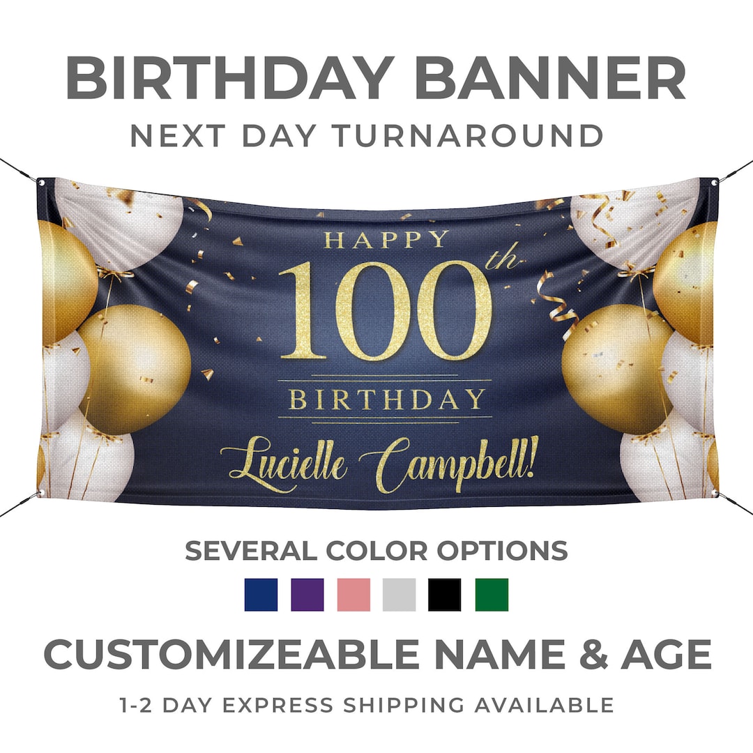 Milestone Birthday Banner, Personalized Gift, Custom Party Decorations ...