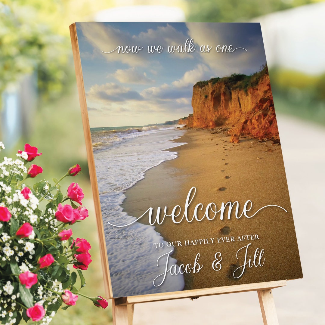 Personalized Beach Wedding Welcome Sign, Wedding Poster, Beach Theme ...