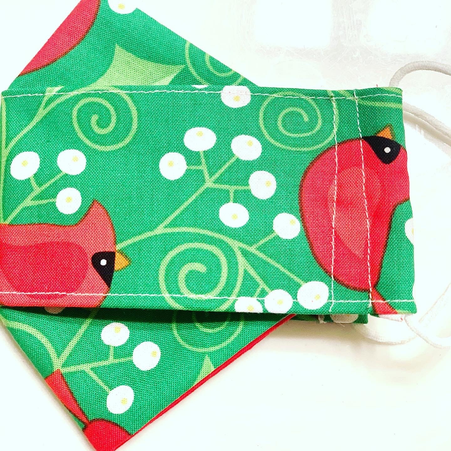 Red Christmas cardinal face mask 3d over green face mask made in USA ...