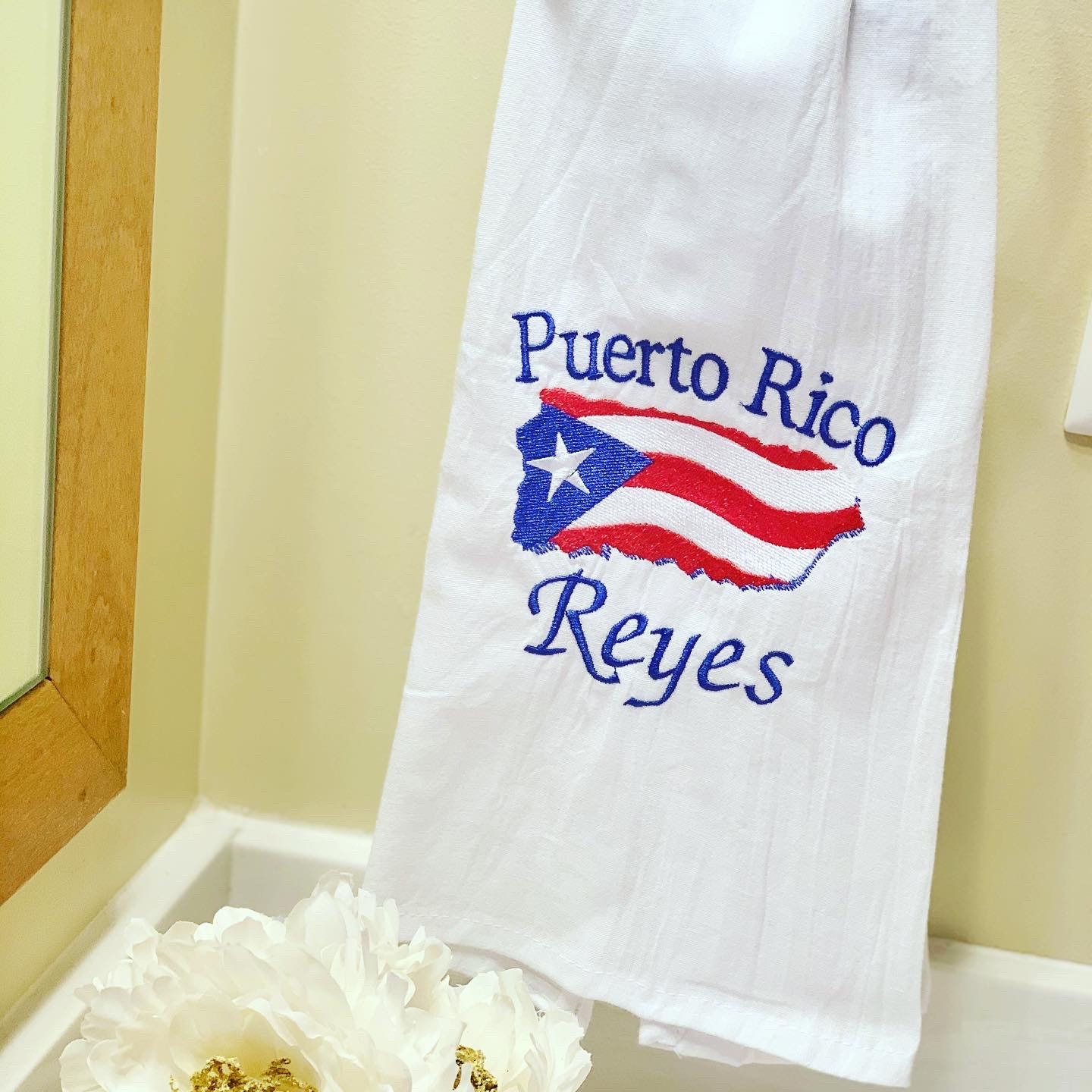 Puerto Rico Flag Flour Sack With Option to Add Last Name Hand Towel - Etsy