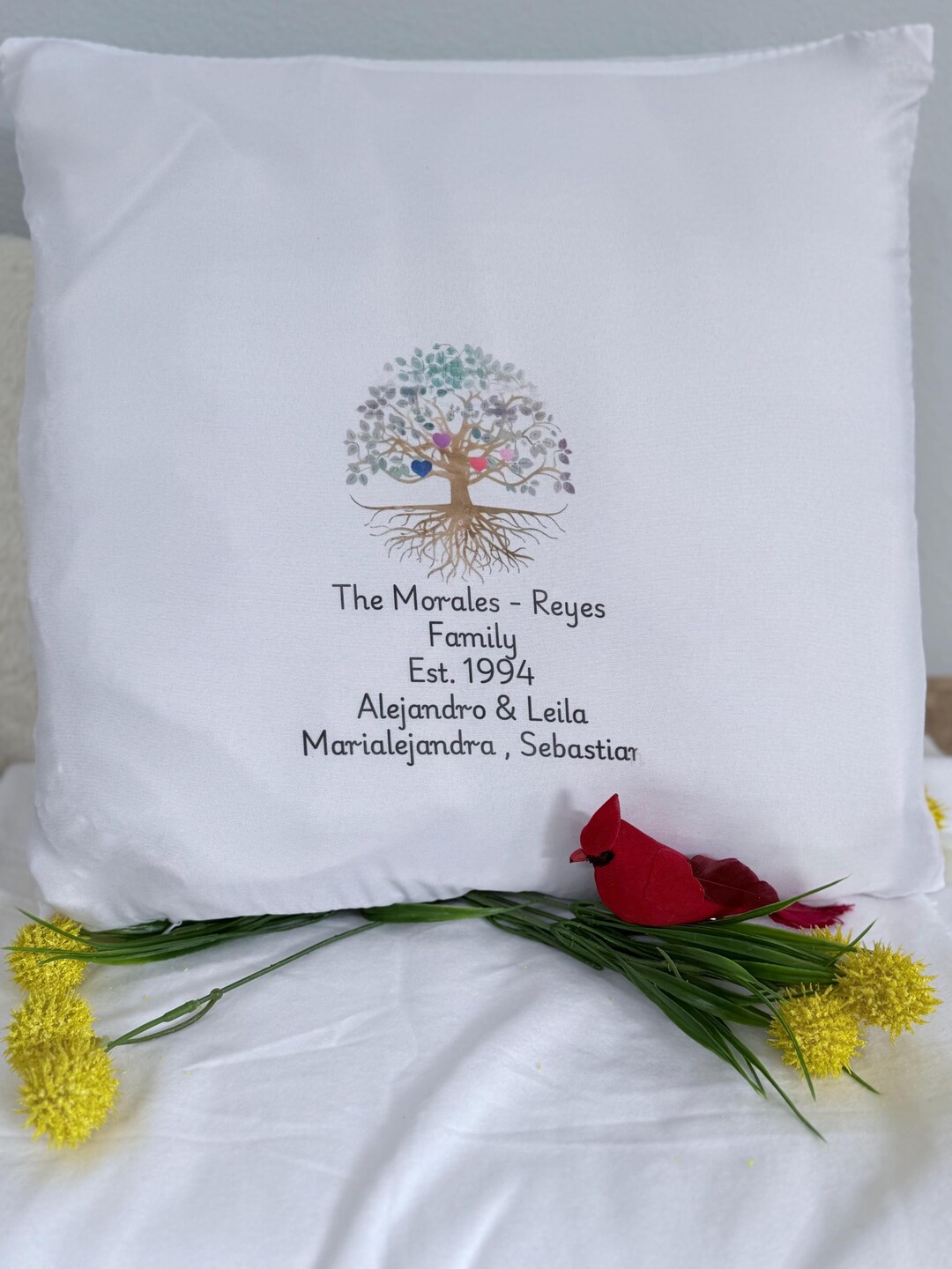 Personalized Family Tree Cushion Cover: Sublimated Home Decor (16” X 16 ...