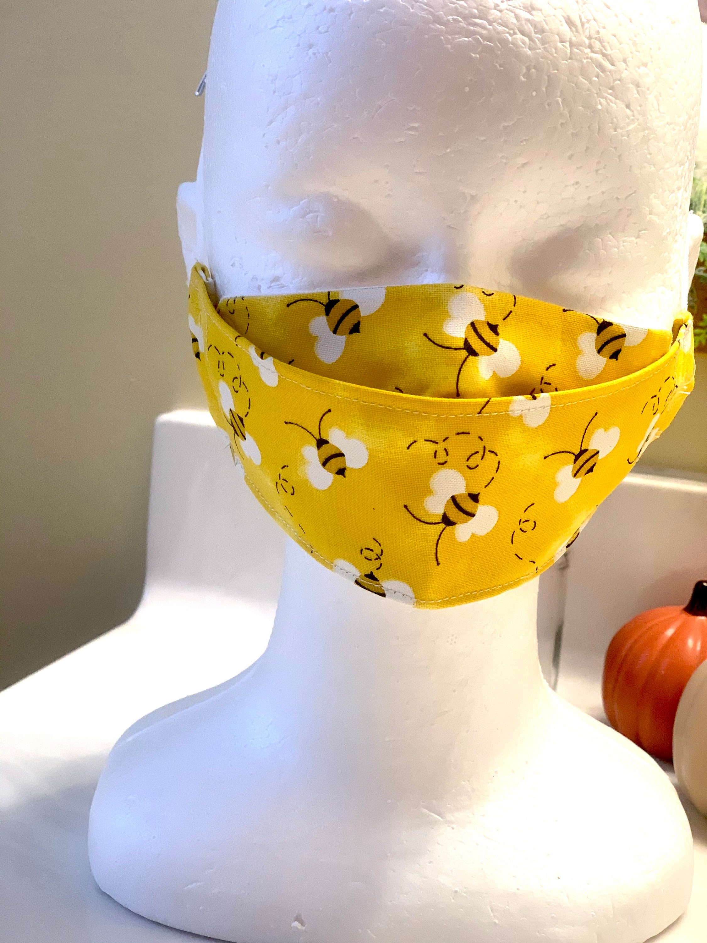 Bee Face mask 3D 100% Cotton washable bee over yellow print | Etsy