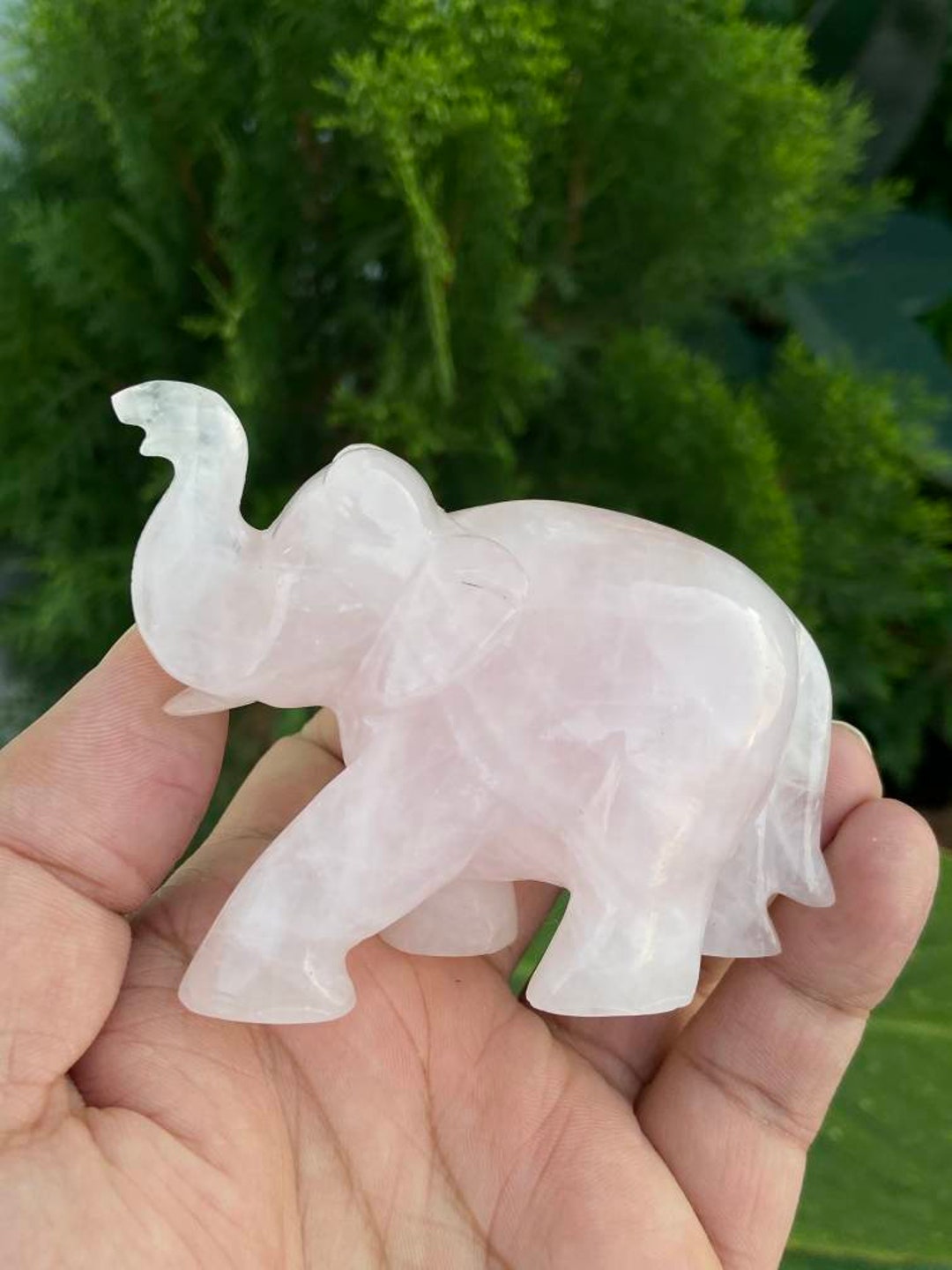 Natural Rose Quartz Elephant- Good Luck Crystal Elephant- Gemstone ...