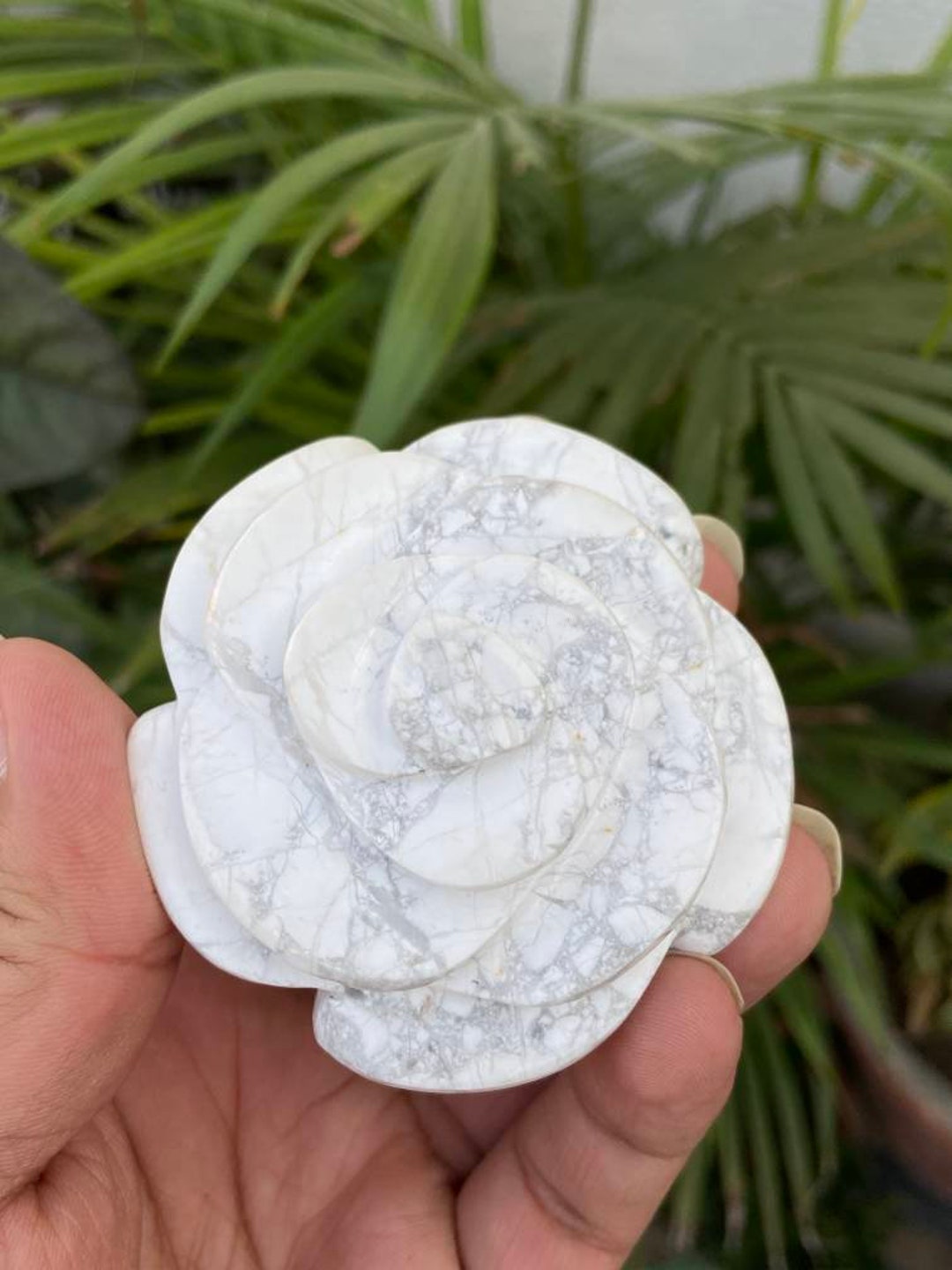 Gemstone Flower- Howlite Crystal- Healing Crystals- Chakra Crystals ...