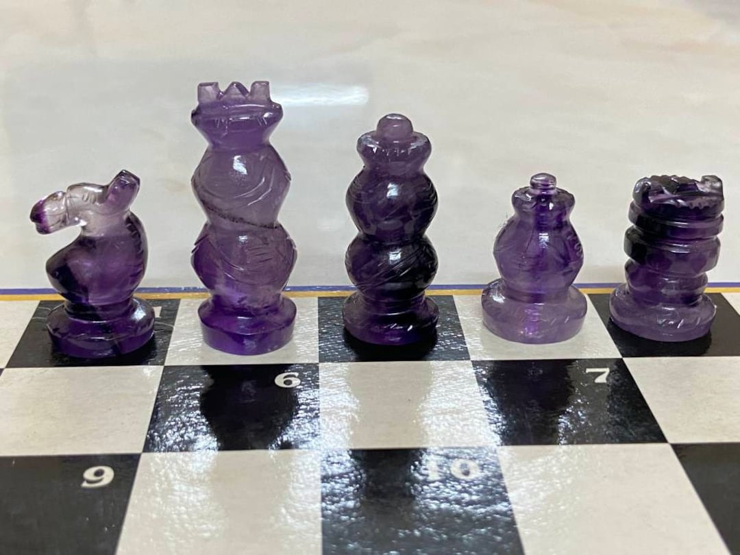 Gemstone Chess Set- Amethyst Chess- Fuchsite Chess- Chess Set Handmade ...