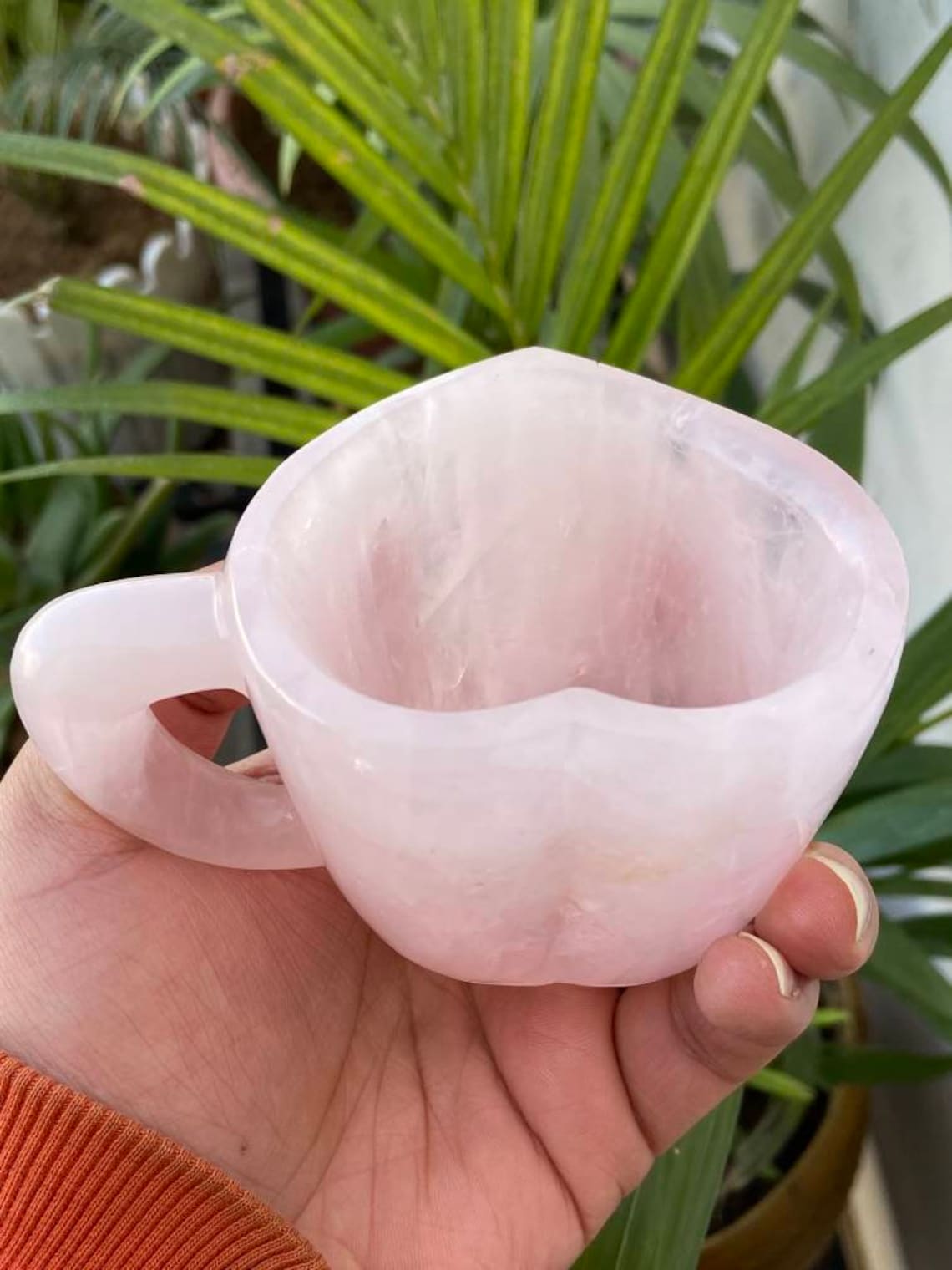 Rose Quartz Heart Teacup | Hand Carved Gemstone Cup | Pink Crystal Love ...
