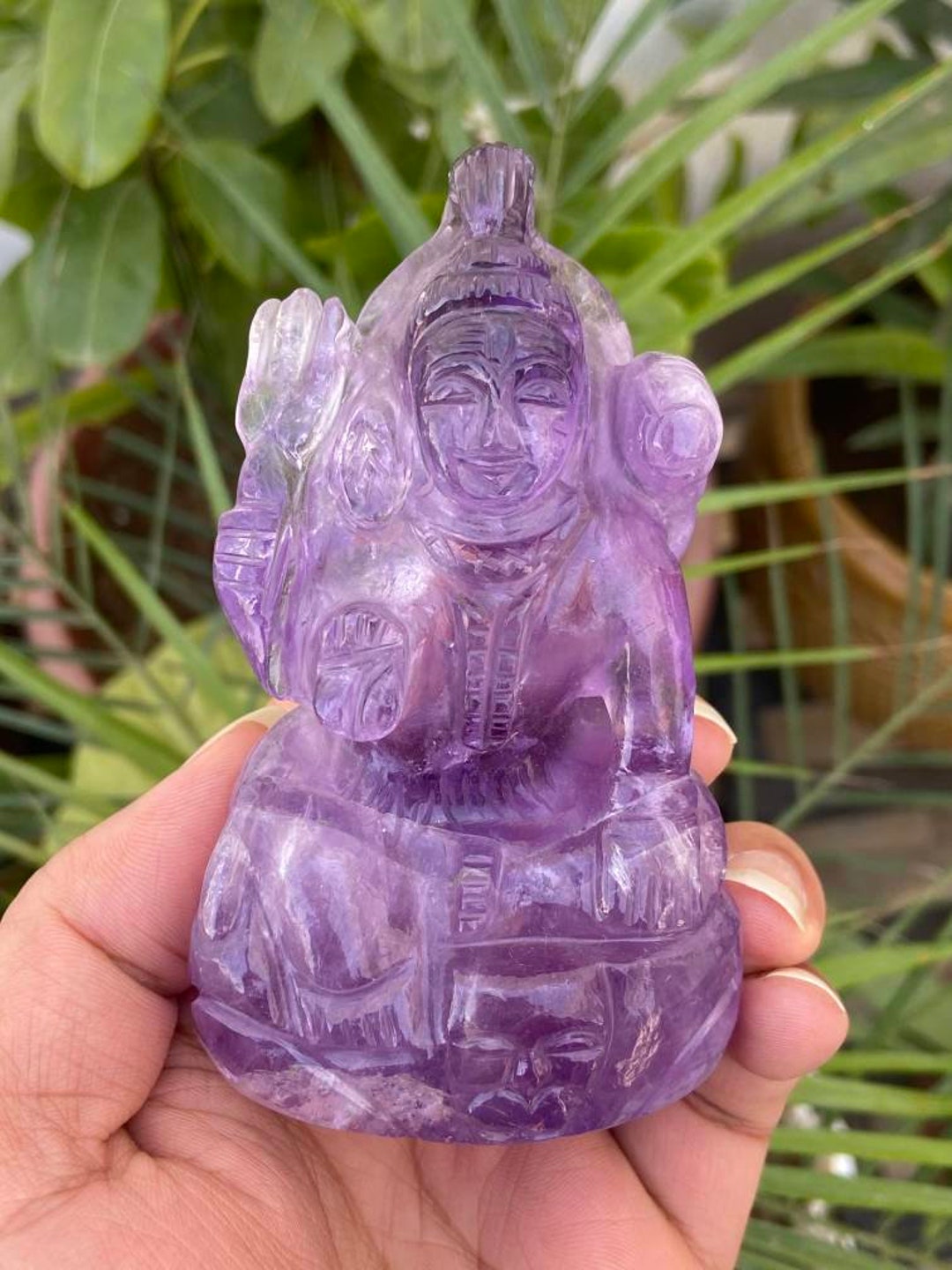 Hand Carved Amethyst Shiva Statue | Natural Purple Crystal Hindu God ...