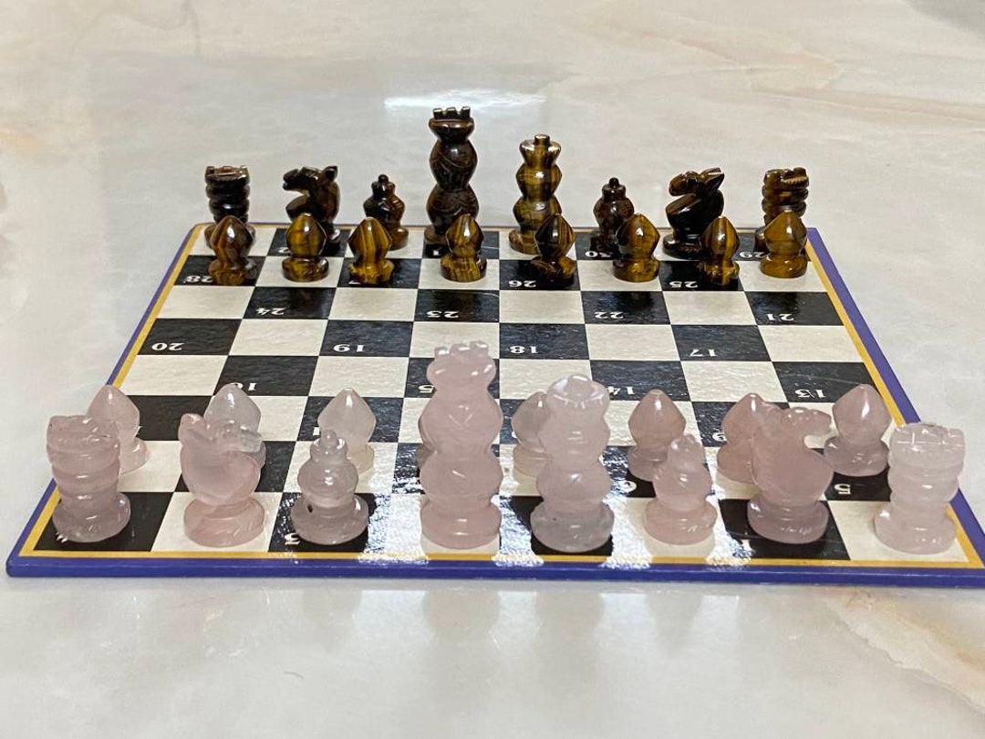 Gemstone Chess Set- Tiger Eye Chess- Rose Quartz Chess- Chess Set ...