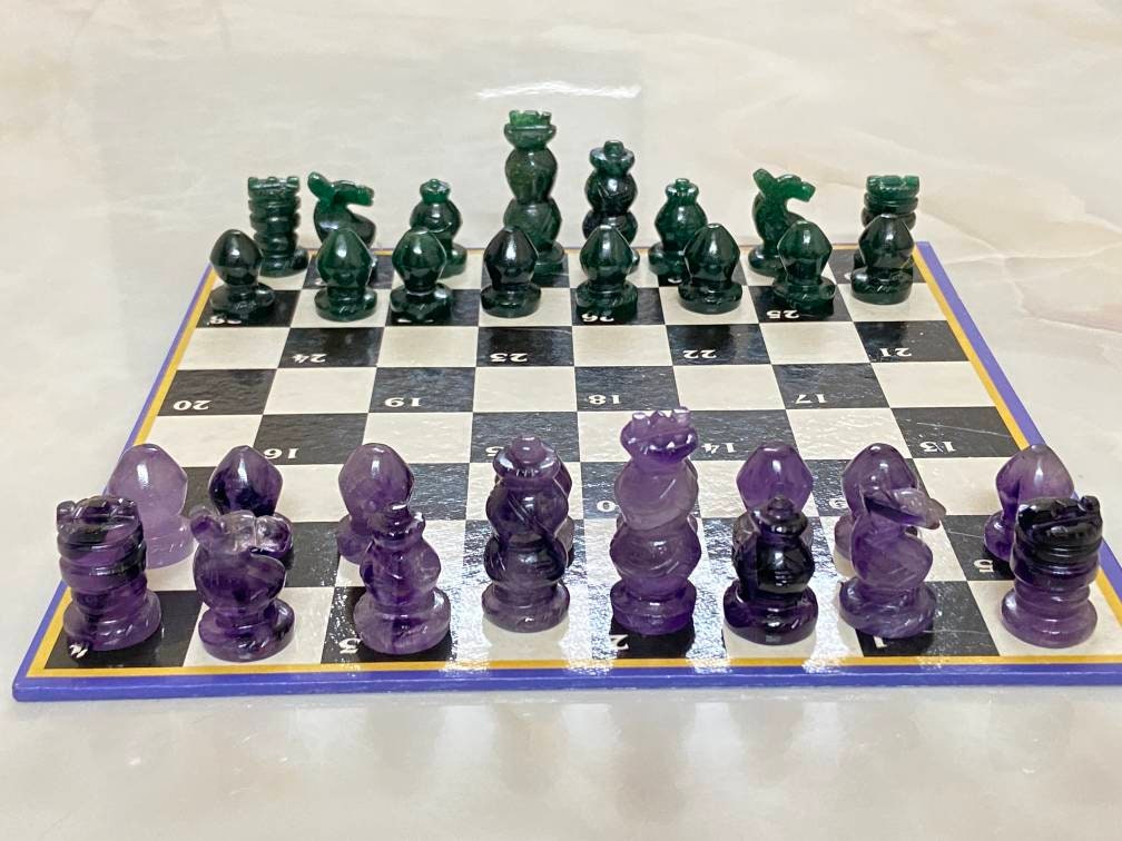 Gemstone Chess Set Amethyst Chess Fuchsite Chess Chess Set - Etsy