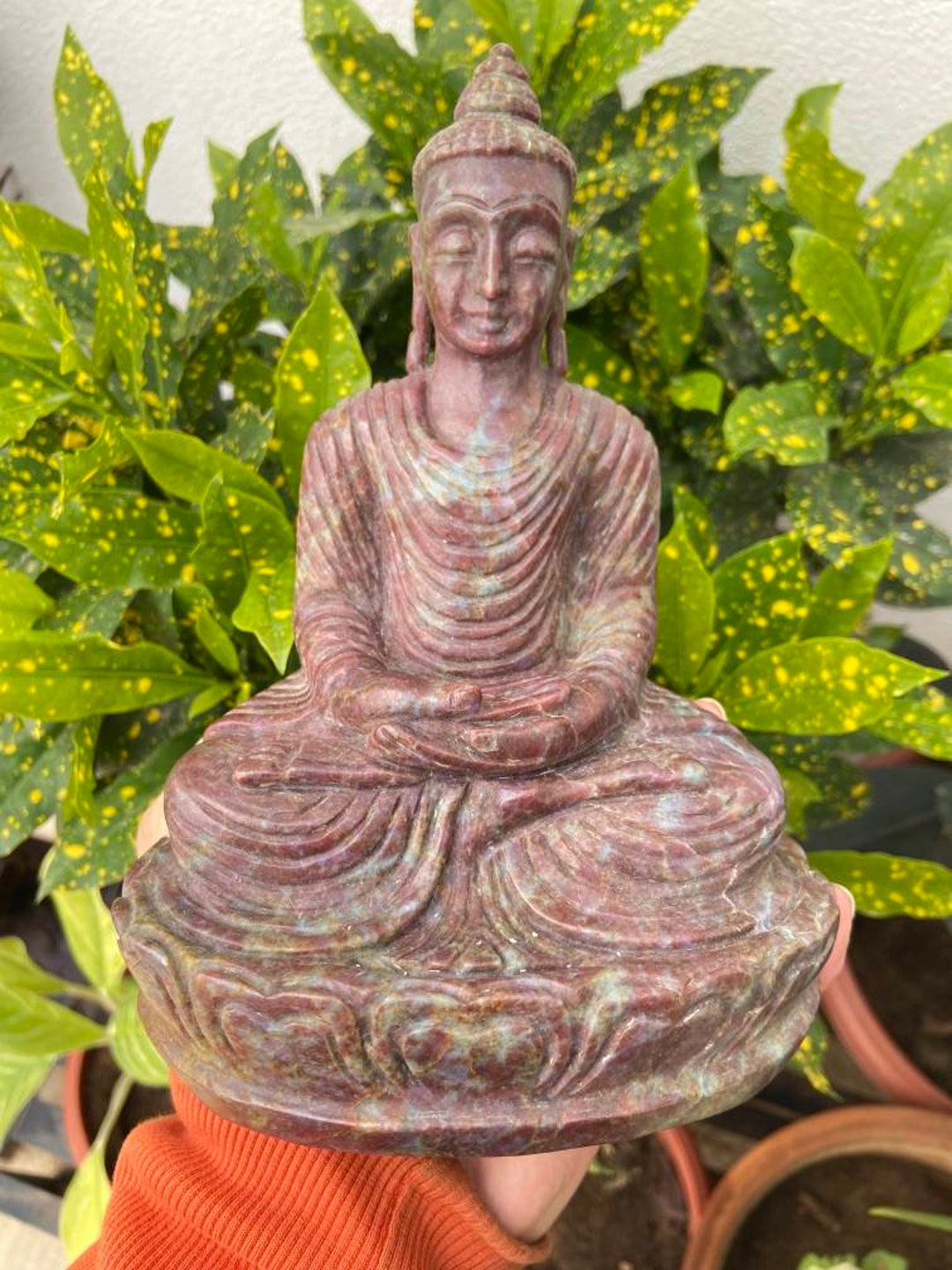 Ruby in Kyanite Buddha Statue | 7.5 Inch Hand Carved Gemstone Sculpture ...