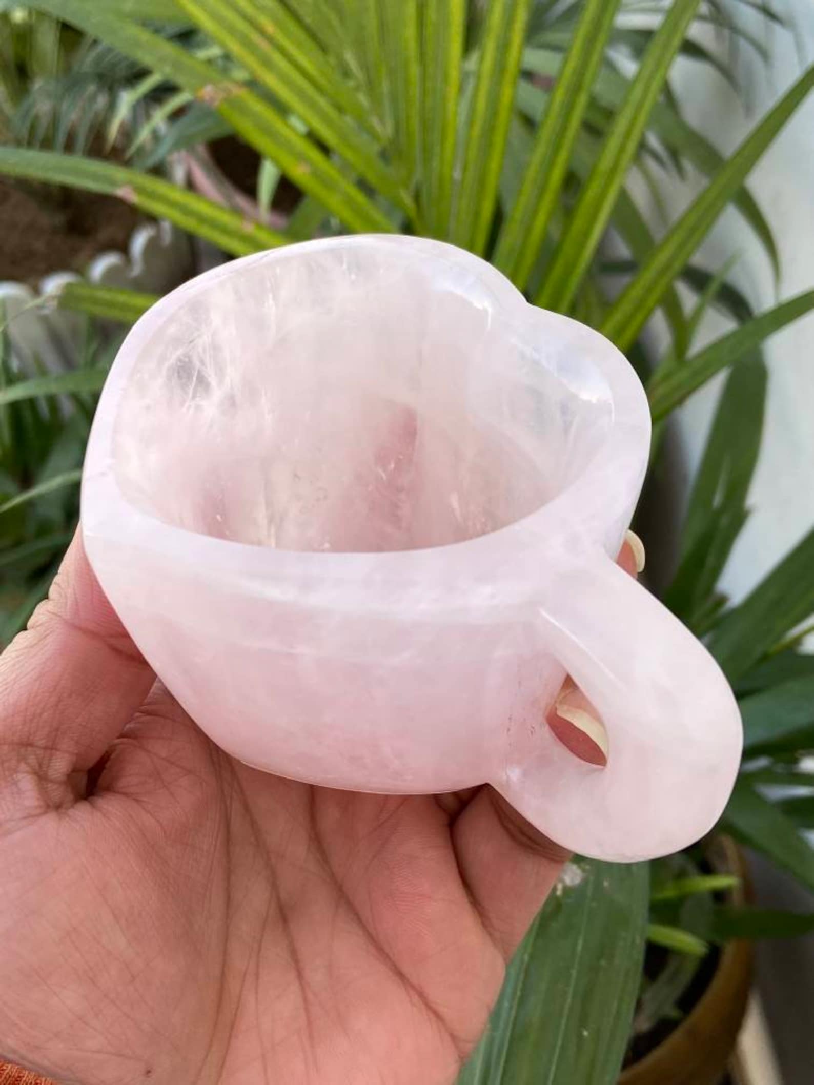 Hand Carved Rose Quartz Heart Teacup – Gemstone Crystal Cup - Etsy