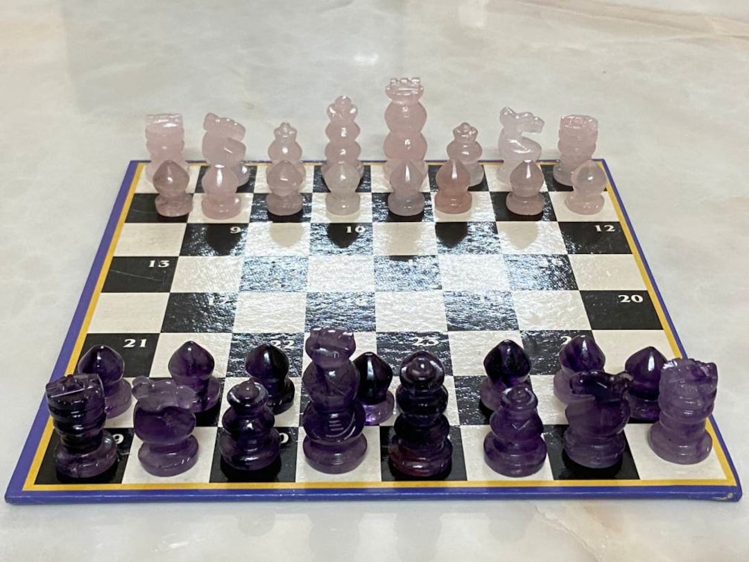 Gemstone Chess Set Amethyst Chess Rose Quartz Chess Chess - Etsy