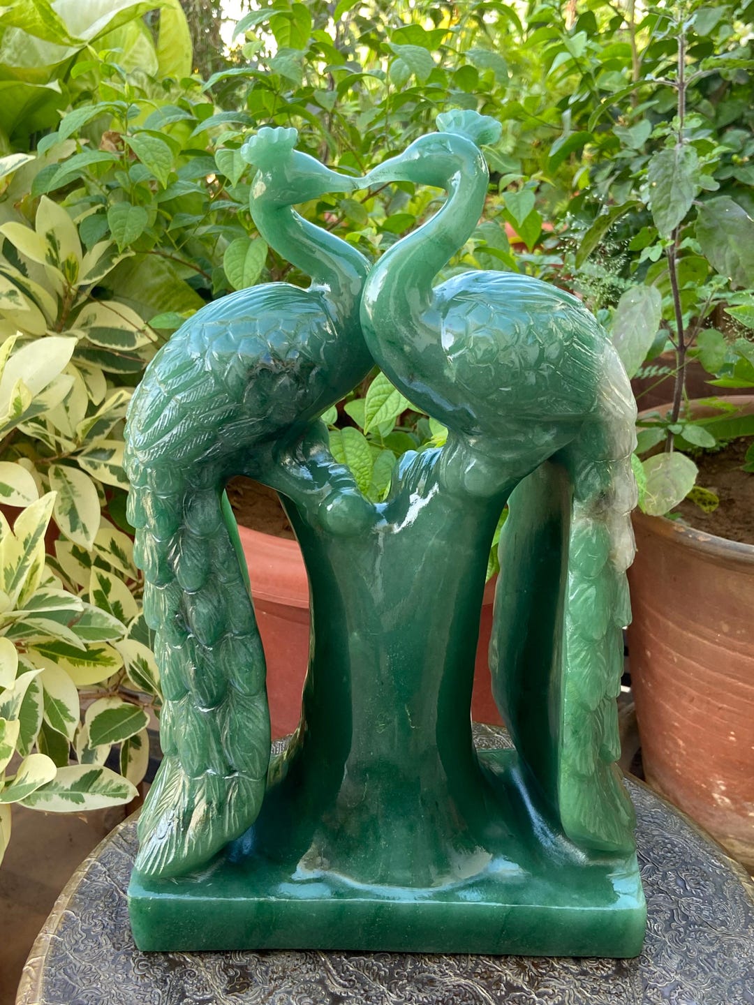 Pavo real de jade natural Pájaros de piedras preciosas Estatua de pavo ...