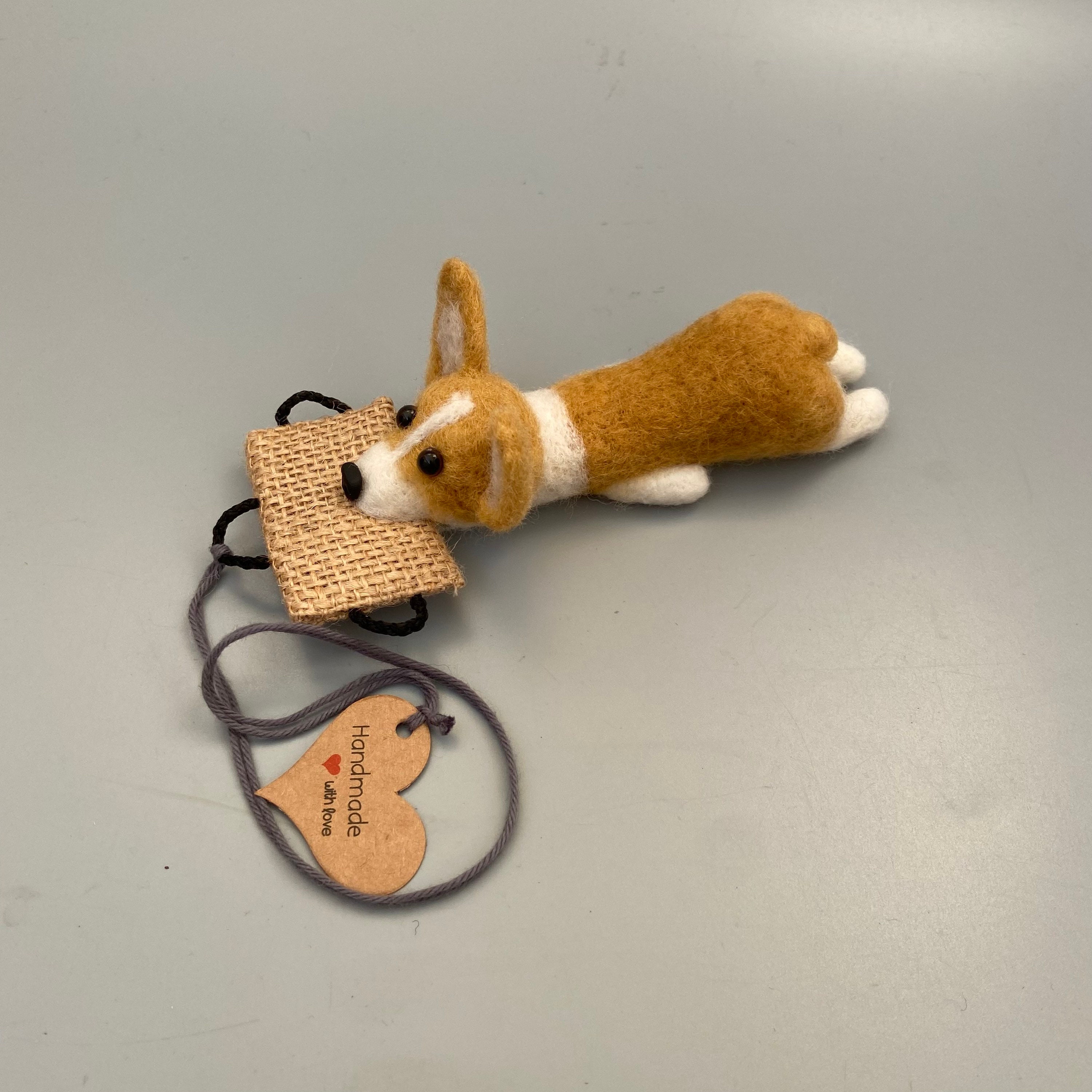 Felted RED & WHITE Corgi Biting Tug Ornament / Keychain - Etsy