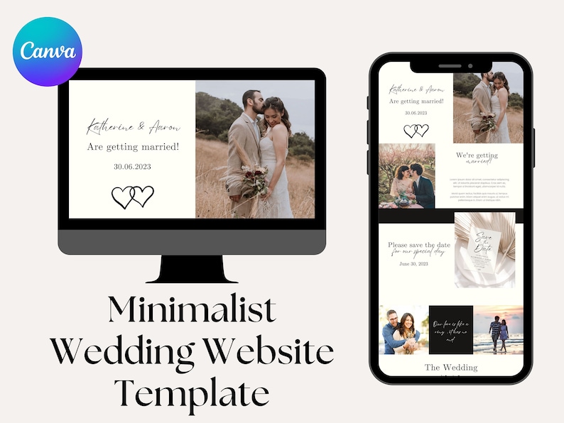Wedding Website Template, Canva Template, Digital Wedding Invitation ...