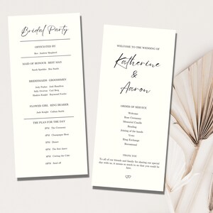 Minimalist Wedding Program Template | 4x8" | Slim Order of Service ...