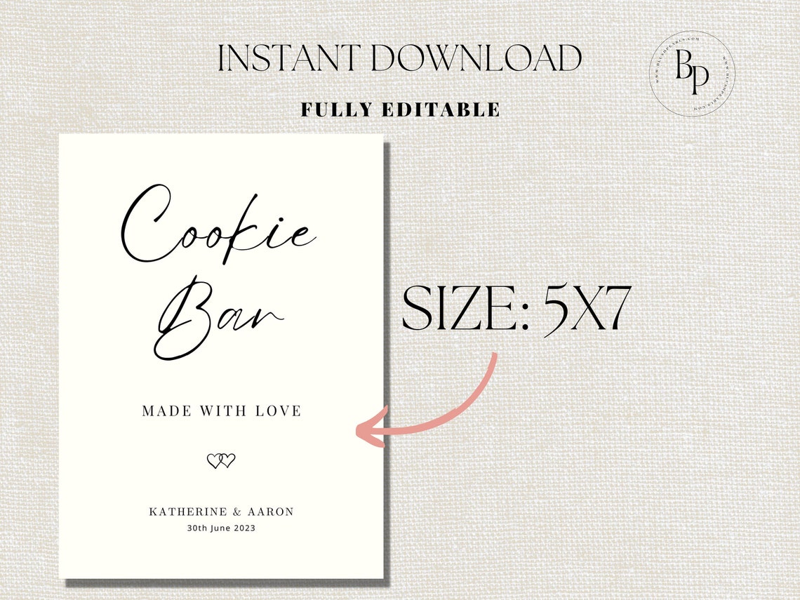 Cookie Bar Sign Template Dessert Bar Sign Wedding Cookie - Etsy