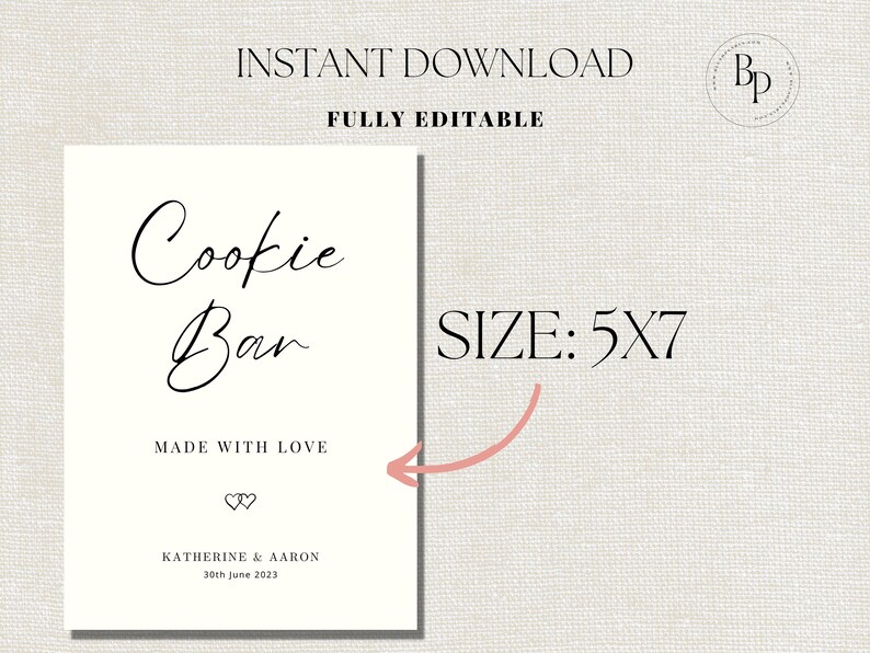 Cookie Bar Sign Template, Dessert Bar Sign, Wedding Cookie Table Sign ...