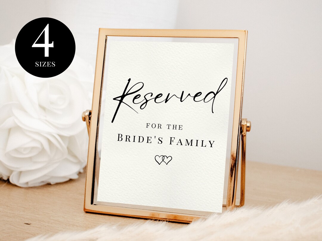 Modern Reserved Signs Template, Wedding Reserved Cards, Minimalist ...