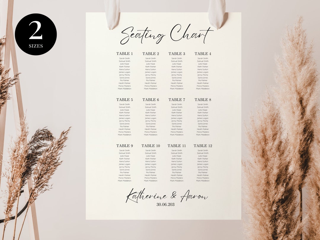 Canva Template Wedding Seating Chart, Seating Chart Template, Seating ...