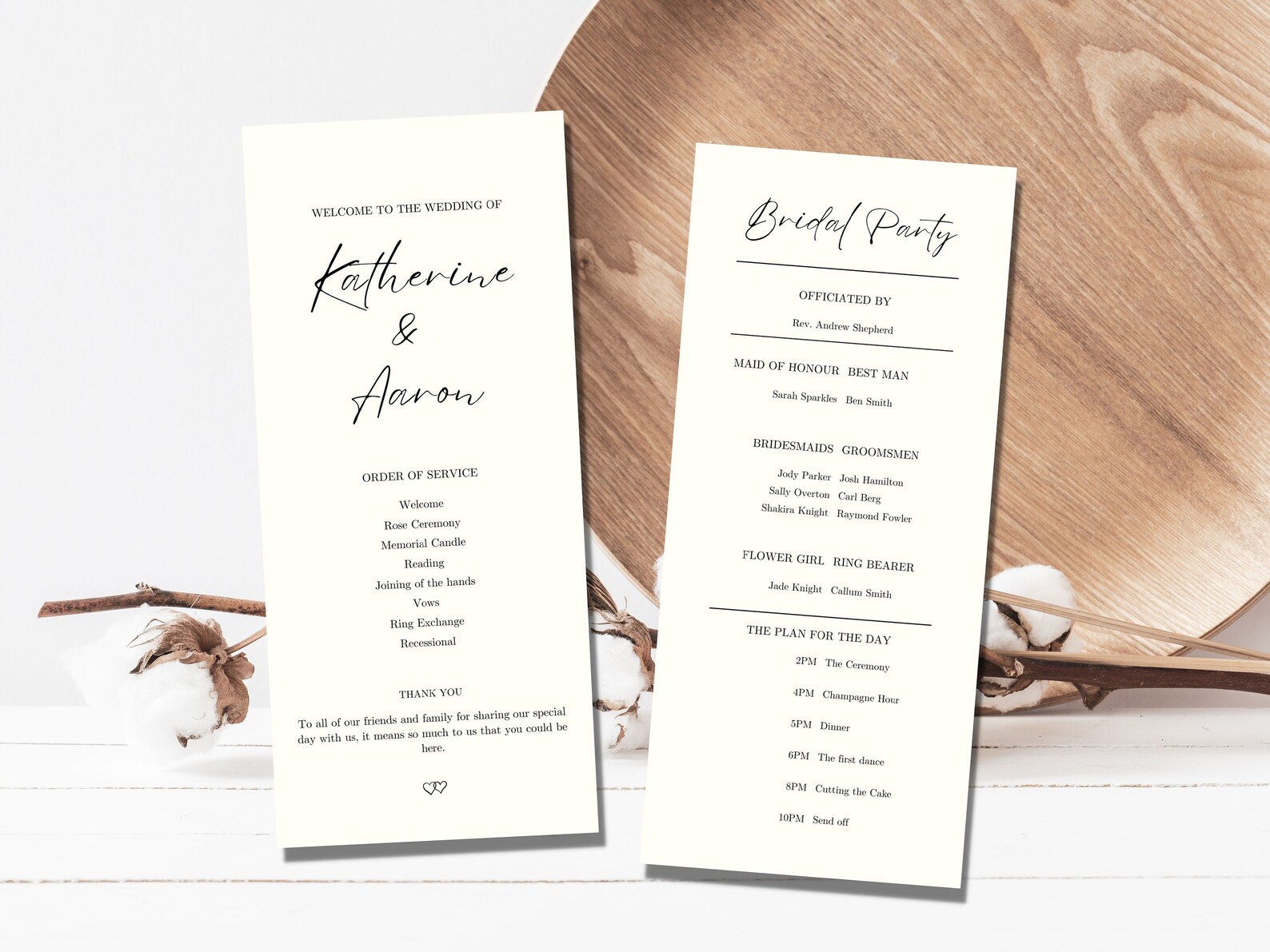 Minimalist Wedding Program Template 4x8 Slim Order of Service ...