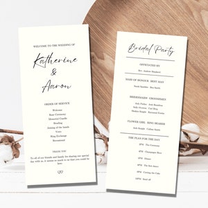 Minimalist Wedding Program Template 4x8 Slim Order Of Service
